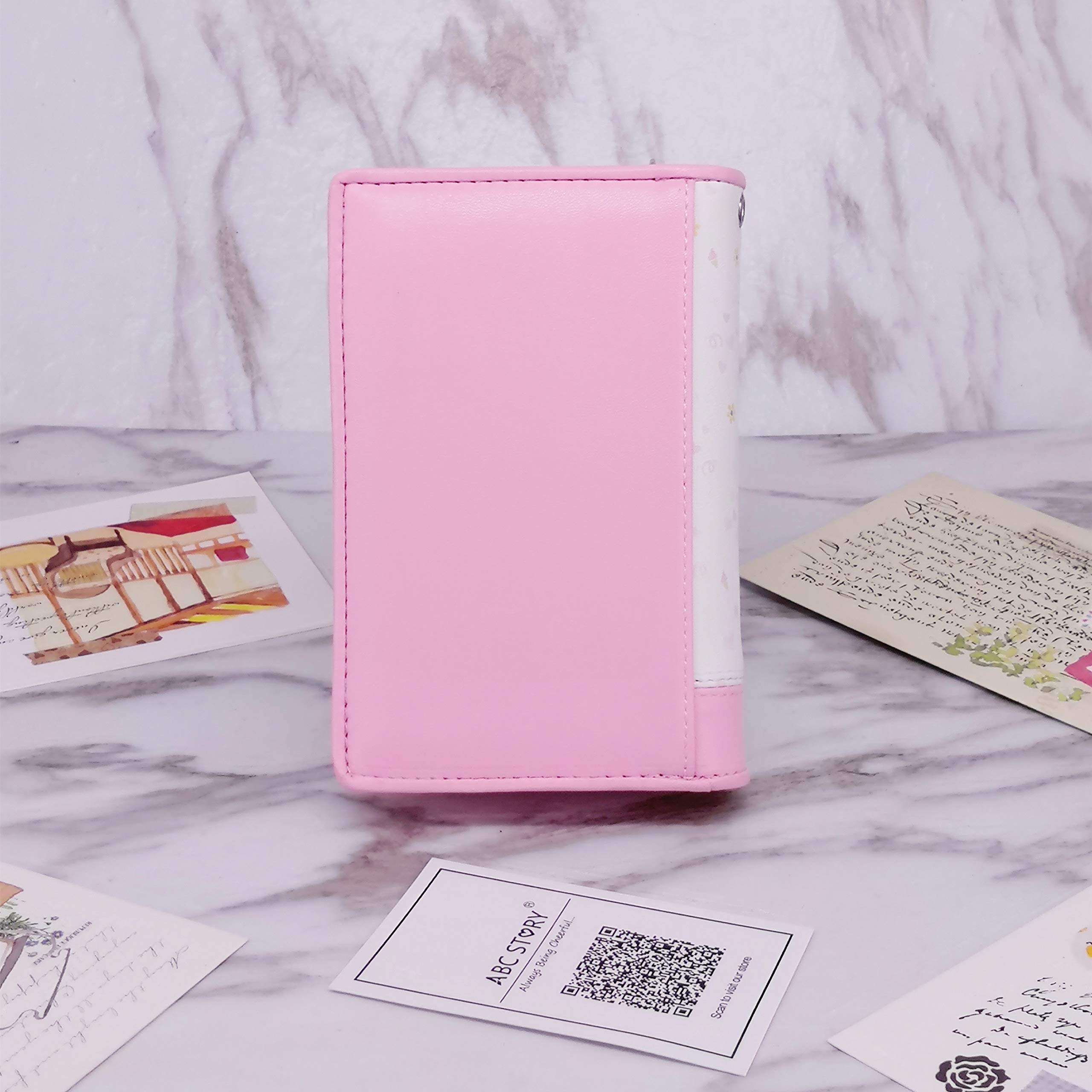 Womens Leather RFID Cute Cartoon Panda Wallet Purse Wristlets with Coins Pocket Pink