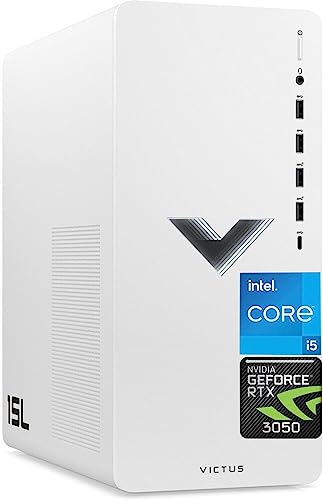 HP 2023 Newest Victus Gaming Desktop, Intel Core i5-12400 Processor(6-core), NVIDIA GeForce RTX 3050 Graphics, 16GB RAM, 1TB SSD, 2TB HDD, 9 USB Ports, Bluetooth and Wi-Fi, Windows 11 Home, White
