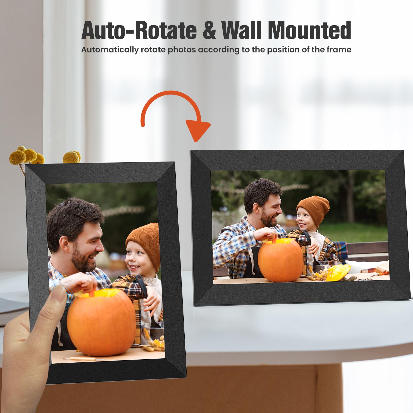 BIGASUO 10.1 Inch WiFi Digital Picture Frame, IPS HD Touch Screen Cloud Smart Photo Frames with Built-in 32GB Memory, Wall Mountable, Auto-Rotate, Share Photos Instantly from Anywhere-Great Gift