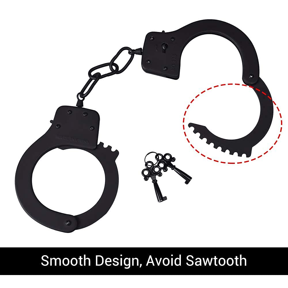 Bedsecret Handcuffs Double Lock Steel Police Edition Professional Grade Handcuffs,Hand Cuffs Cop with Keys(black)