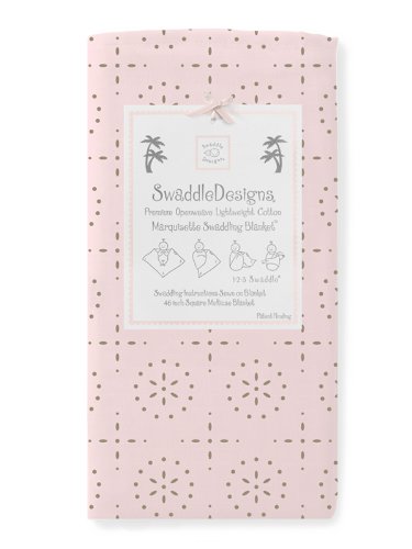 SwaddleDesigns - Mariquisette Swaddling Blanket - Pastel Pink with Taupe Gray Sparklers