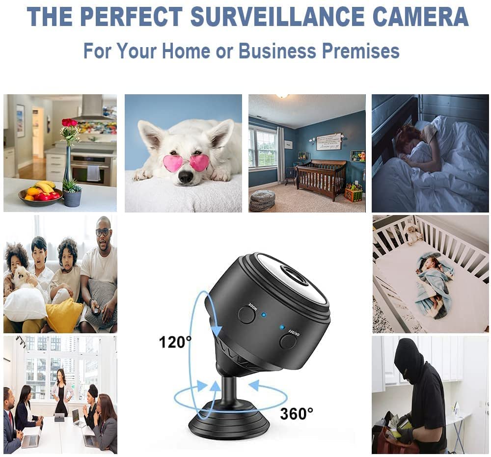 MDGLSYEE SHPTDJTIC Wireless Security Camera Mini Camera Outdoor/Indoor with Audio, Home Surveillance Camera, 1080P IP HD Build-in Battery 350mah,Infrared Night Vision, HDWIFI(3-Pack)