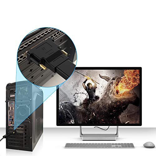 Rankie DVI to HDMI Adapter, 2-Pack Gold-Plated 1080P Male to Female Converter (Black)