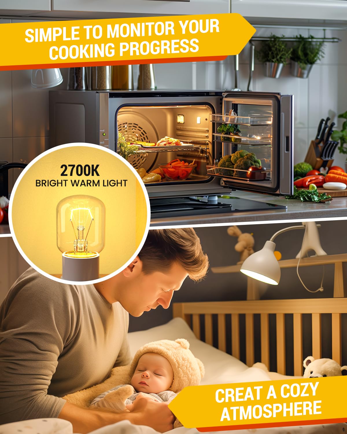 DoRight 25 Watt Oven Light Bulb,E14 T25 300℃ High Temp Appliance Light Bulbs Replacement for Oven, Refrigerator, Microwave,Wax Warmer,120V Clear, Dimmable,2-Pack