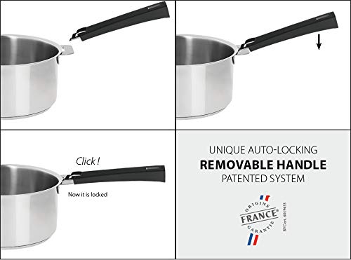 Cristel Strate Saucepan, 1.5 quart/2 quart/3 quart, Silver