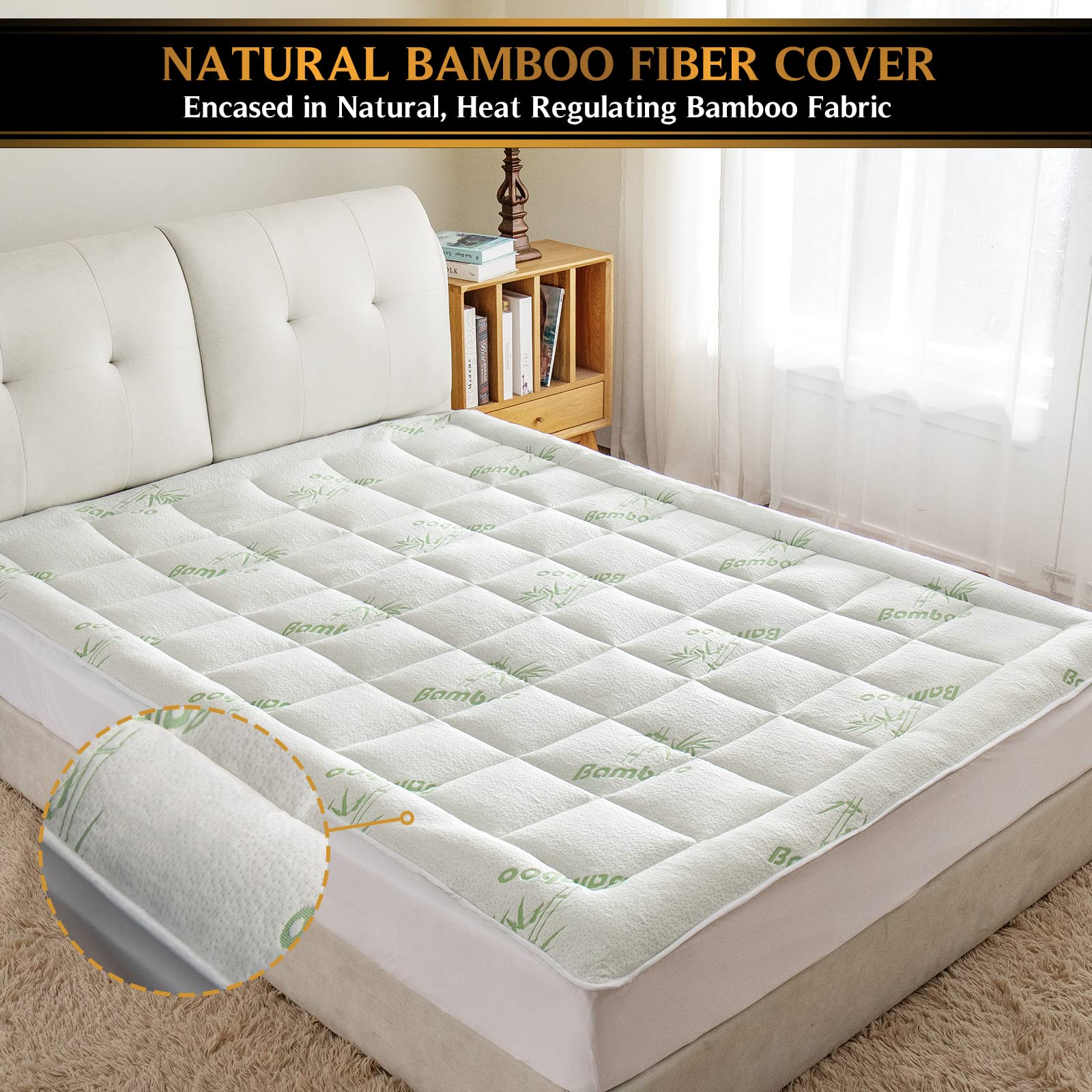 Mattress Pad Twin Size, Cooling Mattress Protector Pillow Top Cover Pad with 6-22 Inches Deep Pocket, Breathable Mattress Cover with Down Alternative Fill (39x75)