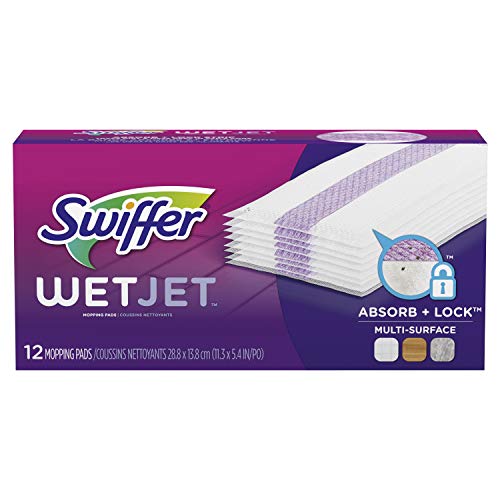 Swiffer WetJet Hardwood Floor Cleaner, Spray Mop Pad Refill, Multi Surface, 12 Count (Packaging May Vary), Pack of 8