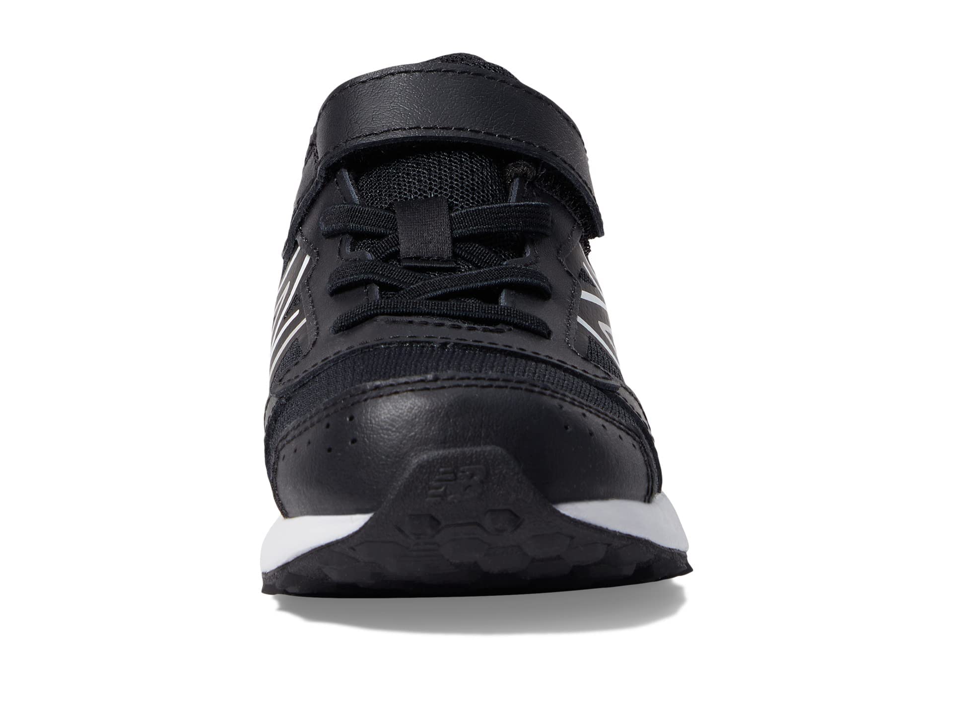 New Balance Fresh Foam 650 V1 Hook & Loop Running Shoe, Black/Metallic Silver/White, 4 Wide US Unisex Big_Kid