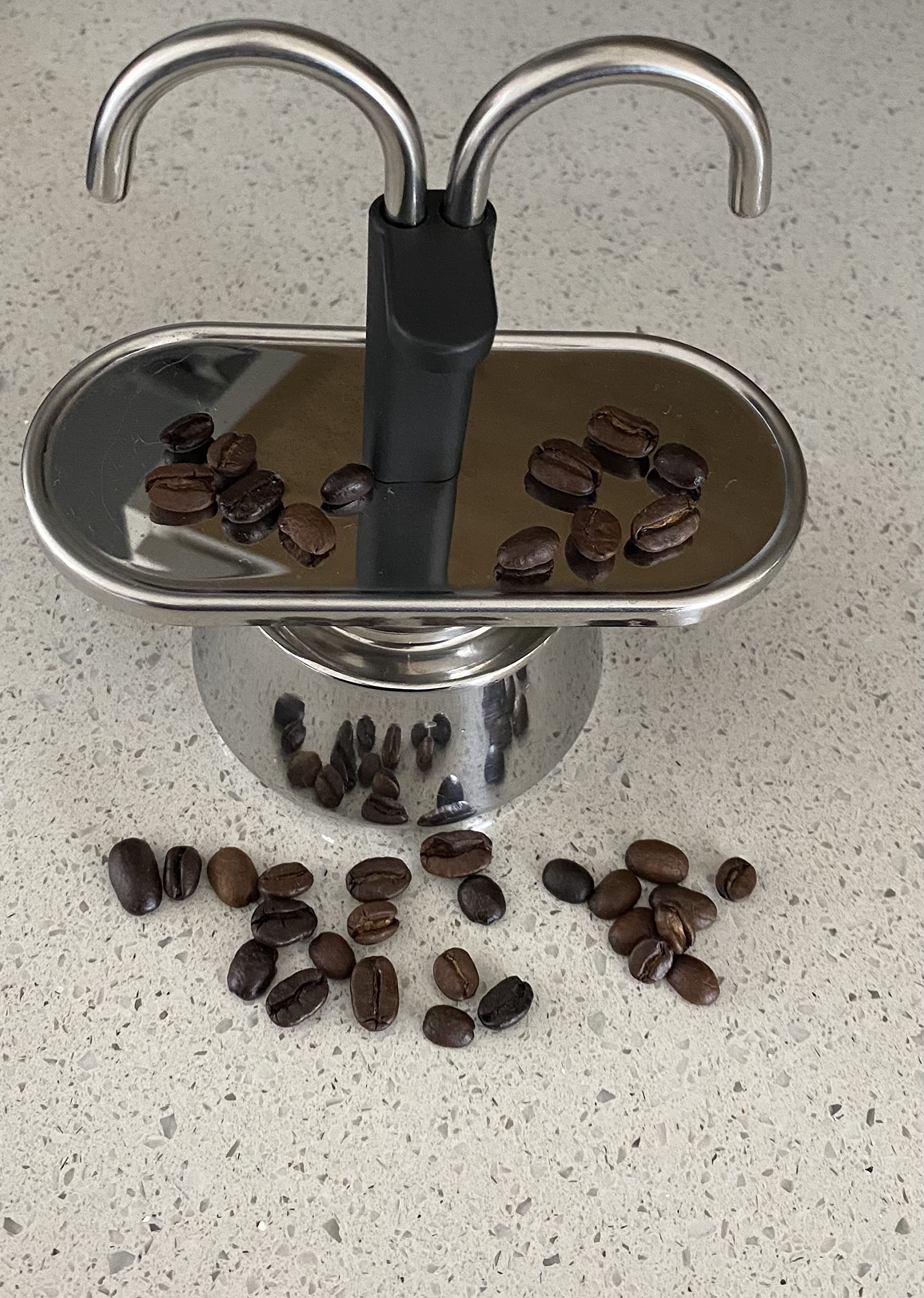 BRV Kitchen Mini 2 Cup Moka Pot - New Generation Great Flavored Italian Style - Delicious Espresso Coffee Maker - Easy to Use & Clean - Stainless Steel Silver