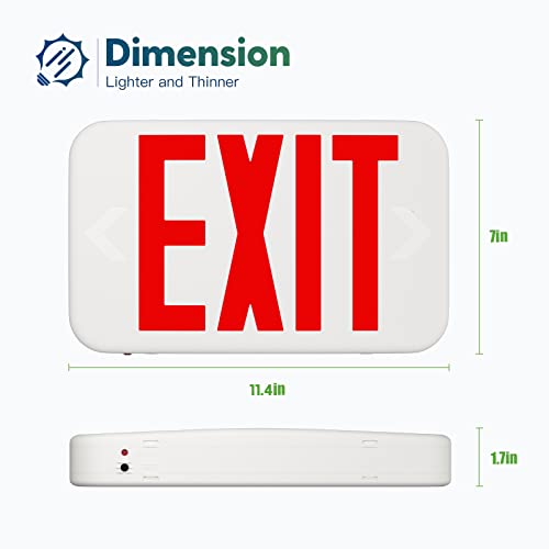 FREELICHT Red LED Exit Sign with Battery Backup,Exit Sign for Business,Easy to Install,UL Certified,AC 120/277V,Pack of 10