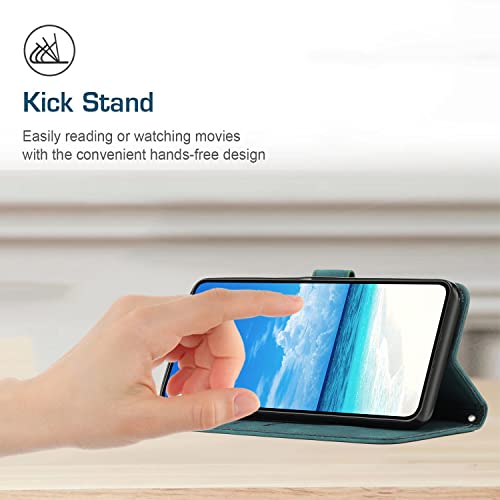 Kainevy for Infinix Note 11 Case Wallet Black with Lanyard Durable Leather Case for Infinix Note 11 Phone Case with Card Holder Buckle Flip Design Protective Cover for Womem Men (Green)