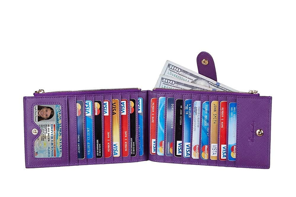 Travelambo Womens Multi Card Case Wallet & Front Pocket Minimalist Leather Slim Wallet