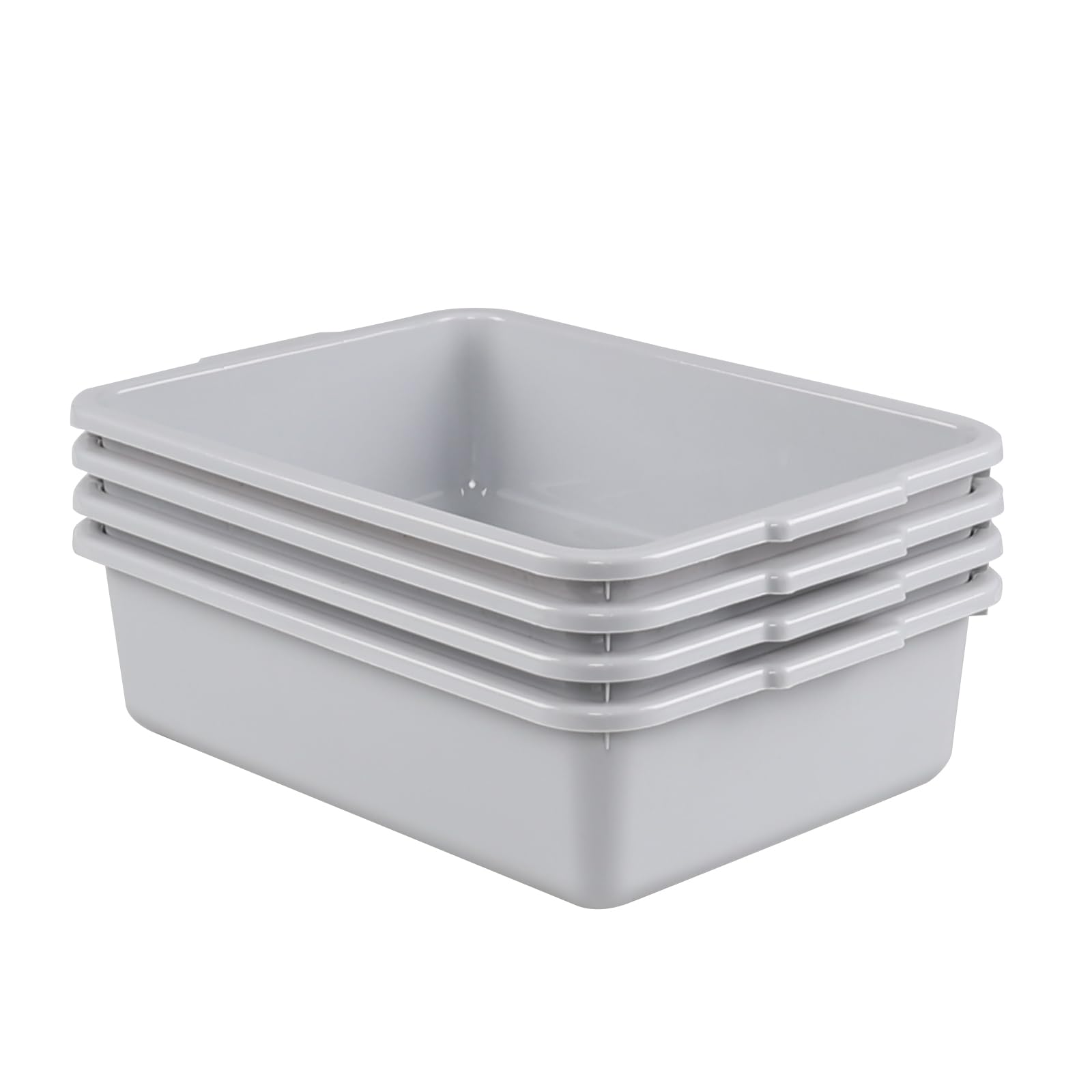 Doryh 4-Pack 8 L Small Commercial Bus Tub, Grey Dish Pans for Washing Dishes
