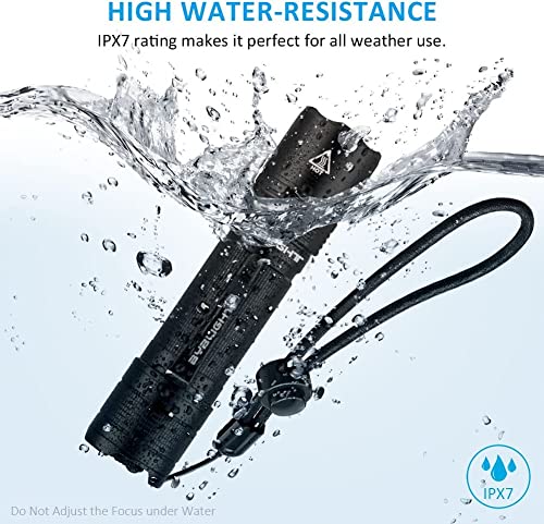 BYBLIGHT Rechargeable Flashlight, LED Tactical Flashlight, 800 Lumens Super Bright Pocket-Sized LED Torch with Clip, IP67 Water Resistant, 5 Modes for Camping, Hiking, Emergency & ED