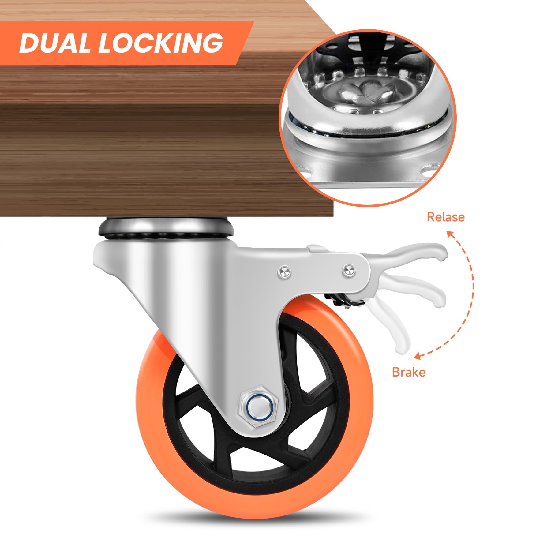 Caster Wheels Heavy Duty Casters - Plate Casters Set of 4 Wheels for Cart 4 Inch