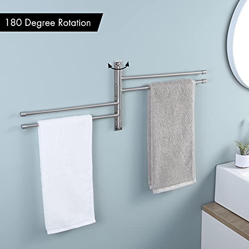 KES Bathroom Towel Bar 13.8 Inch Swing Arm Wall Mount Swing Out 4-Arm Towel Holder, SUS304 Stainless Steel Brushed Finish, A2102S4-2