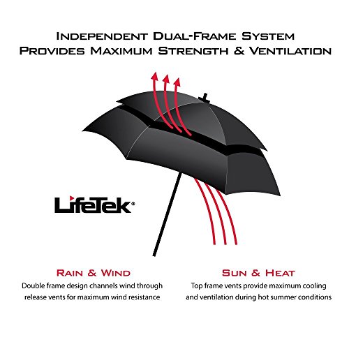 LifeTek Windproof Travel Umbrella - Compact, Automatic, Wind Resistant, Strong and Portable - Small Folding Backpack Umbrella for Rain Perfect for Men and Women - FX2 45 inch Black