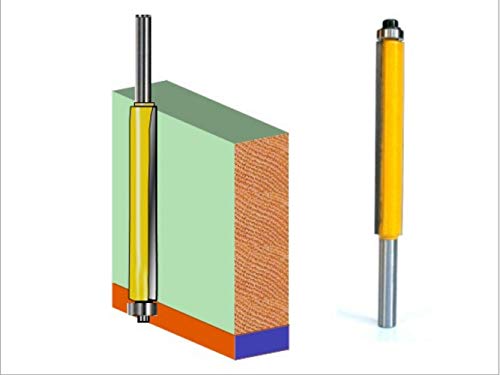 Emivery 1pc Extra Long Flush Trim Router Bit 1/4" Shank x 3/8" Cutting Diameter x 2" Height For Woodworking Milling Cutter,Top and Bottom Bearing