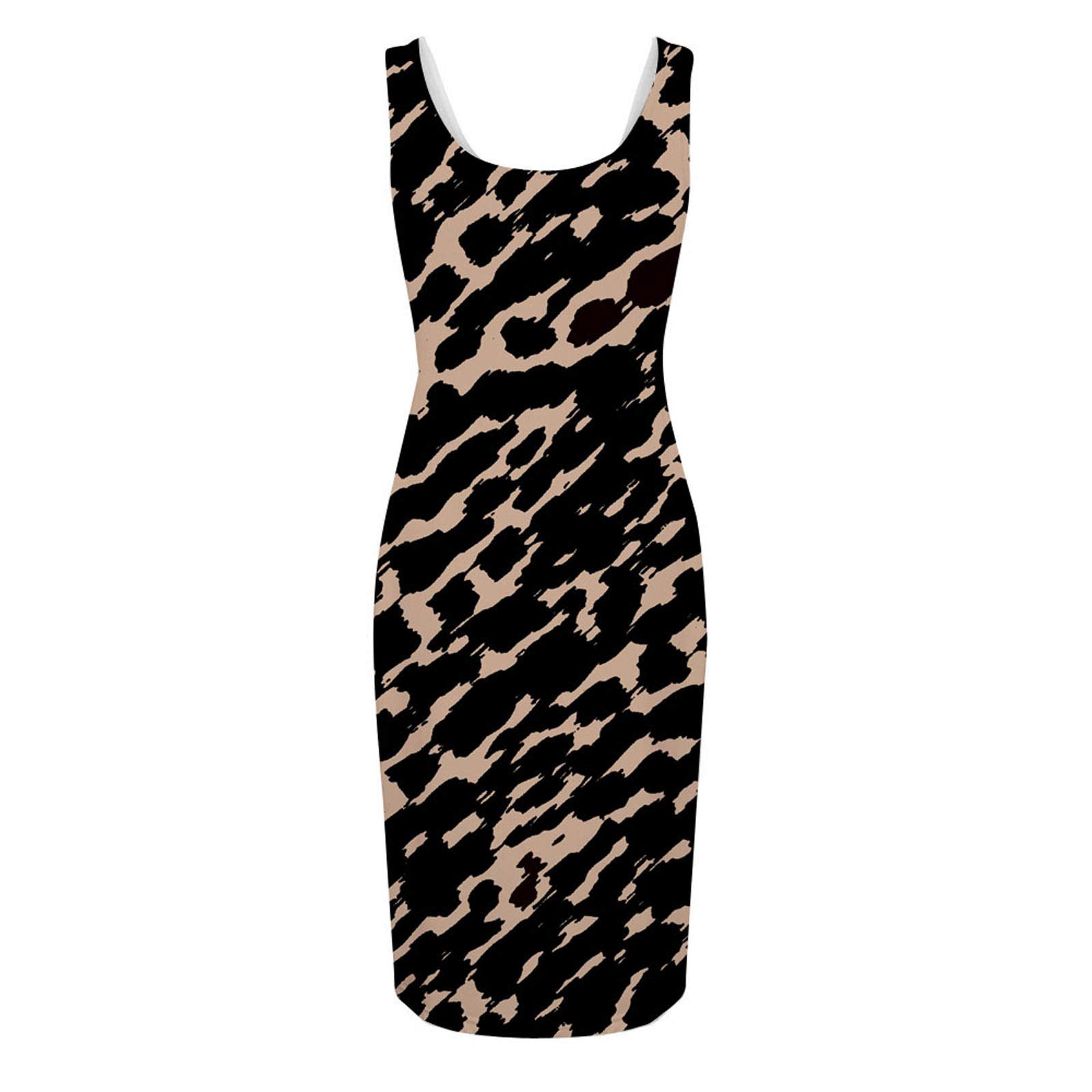 Padaleks Women's Summer Sexy Basic Sleeveless Tank Top Bodycon Dress Party Club Mini Dresses Knee Length