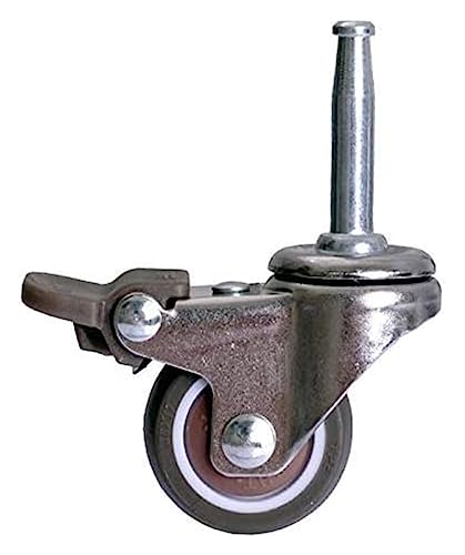 Castor Wheels Moving Caster Wheels Castor Wheels for Office Chair & Crib 1.5''/2inch 50mm Stem M8 with Sleeve 15mm Silent Rubber Swivel Casters Withe Brake (Size : 1.5inch M8 sleeve15mm)