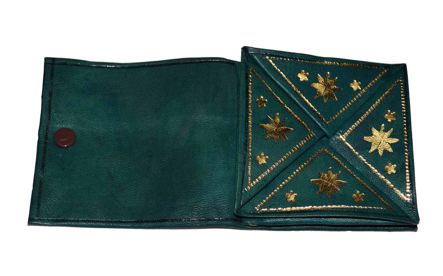Treasures Of Morocco Moroccan Wallet Coin Genuine Leather Bi-fold Handmade Pocket Unisex Green