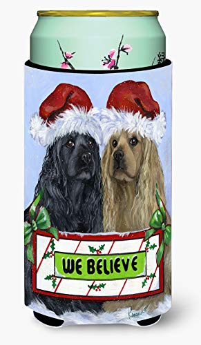 Caroline's Treasures PPP3075TBC Cocker Spaniel Christmas Tall Boy Hugger Can Cooler Sleeve Hugger Machine Washable Drink Sleeve Hugger Collapsible Insulator Beverage Insulated Holder