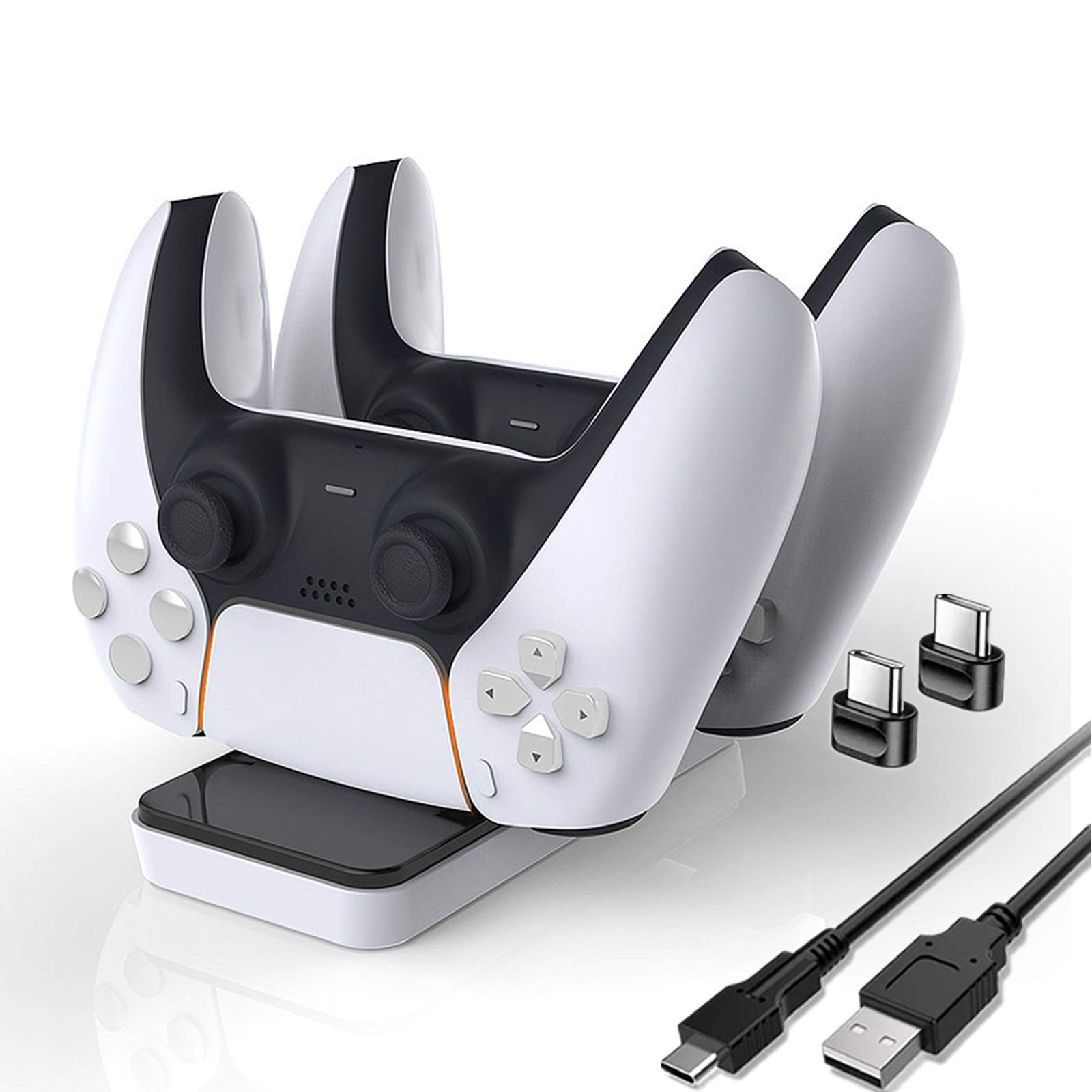 PS5 Controller Charger, Dual USB Charging Dock StandďźPortable Base Station with Type-C Connector, Charger Stand Dock Accessories Compatible with Sony Dualsense PS5 Controller