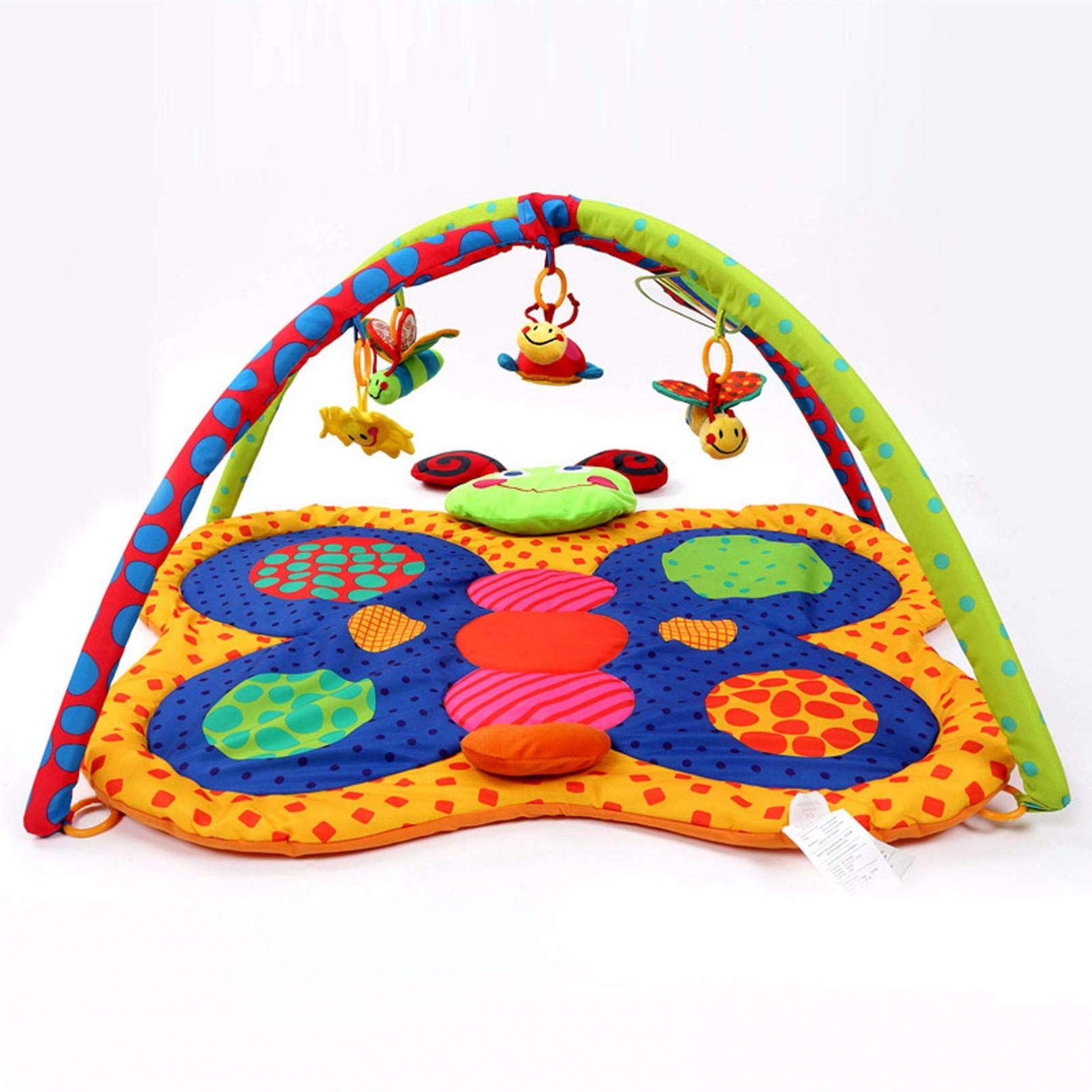 KUANDARM Baby Butterfly Pattern Play Mat with 8 Different Pendant Toys Infants Gym Activity Centre Fitness Frame for 1-18 Month