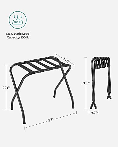 SONGMICS Luggage Rack, Luggage Rack for Guest Room, Suitcase Stand, Steel Frame, Foldable, for Bedroom, Black URLR64B