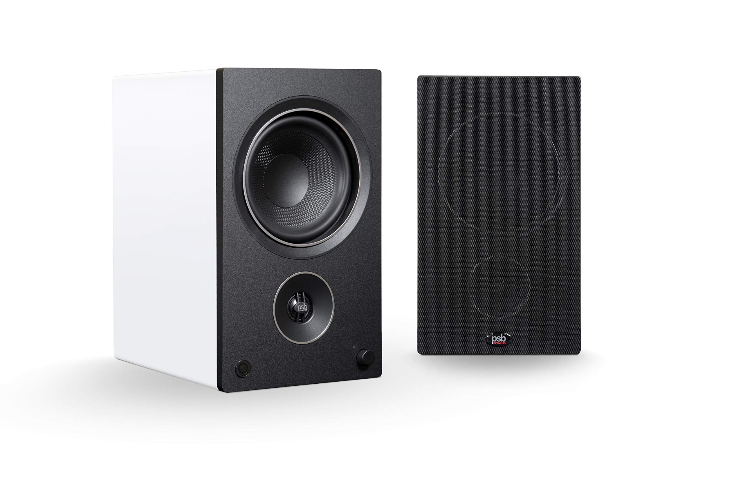 PSB Speakers AM5 Powered Bookshelf Speakers with Bluetooth and Phono Preamp - White