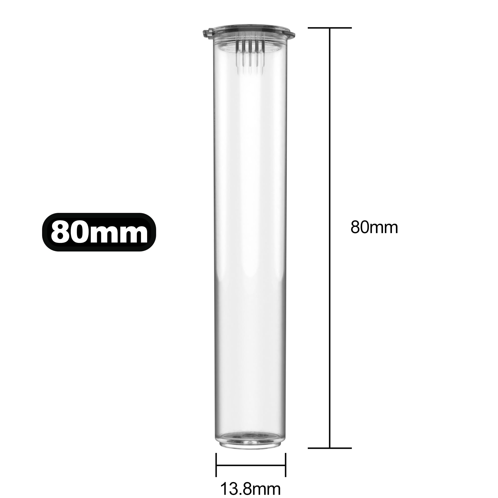 Dragon Chewer 80mm CR Premium Plastic Packaging Pop Top Tubes β Bulk Child Resistant Travel Holder Vial Sample Containers Mini Storage Strong Seal Squeeze Cap β 1,150 Qty (Clear)