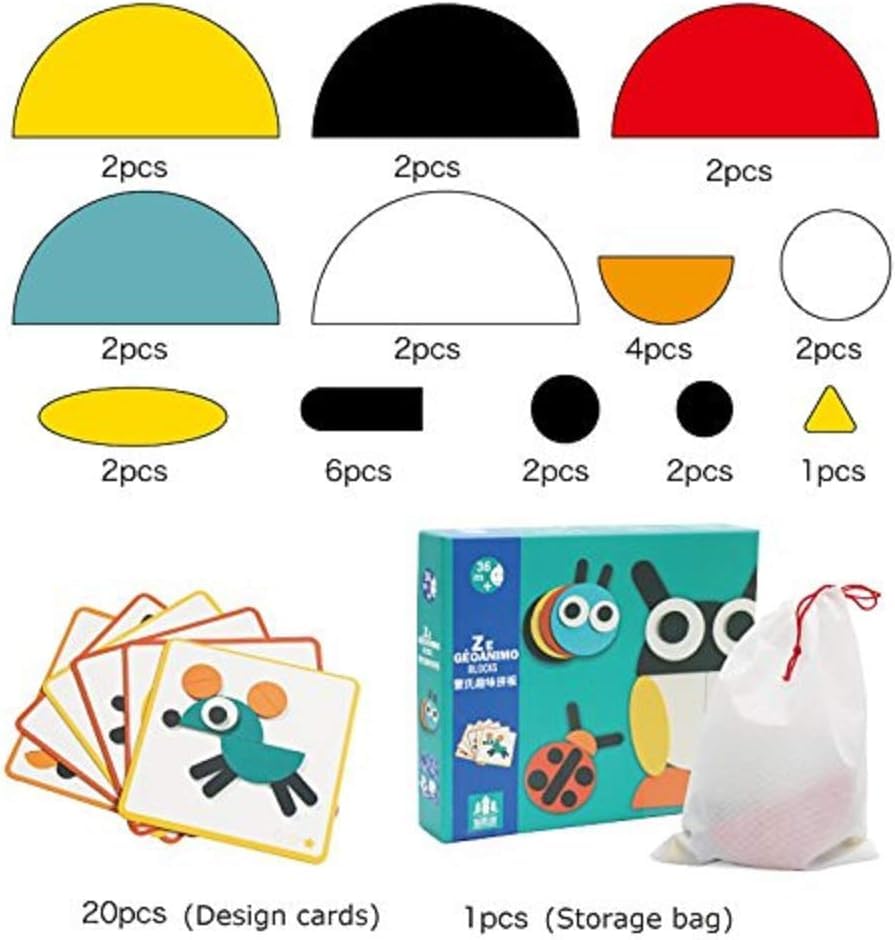 KUTOI Creative Animal puzzles for kids ages 3-5 | wooden shape puzzles for kindergarten classroom play - Educational Tangrams Game Brain Teaser Toy - Ideal STEM brain puzzles for kids.
