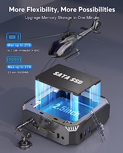 KAMRUI AK2 Plus Mini PC, Intel 12th Gen Alder Lake- N100(up to 3.4GHz) Mini Tower Computer, 16GB DDR4 RAM 500GB SSD Mini Computer Windows 11 Support 4K HD/WiFi 5/BT4.2/Gigabit Ethernet for Home/Office