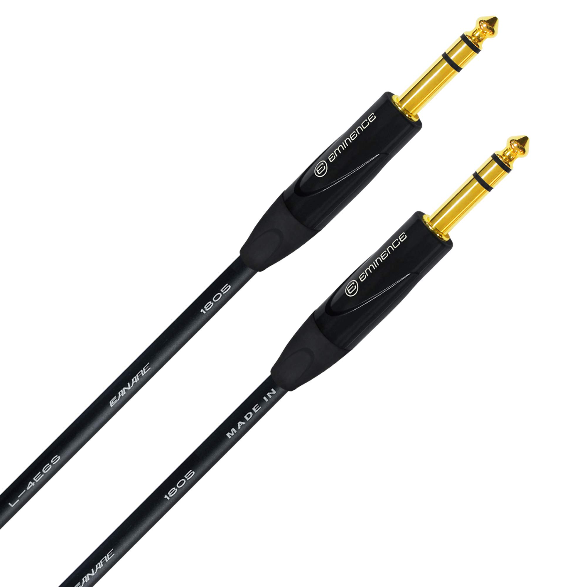 WORLDS BEST CABLES 4 Units - 6 Foot - Canare L-4E6S, Star Quad Balanced TRS Patch Cable with Eminence Gold E502 TRS Stereo Plugs - Custom Made