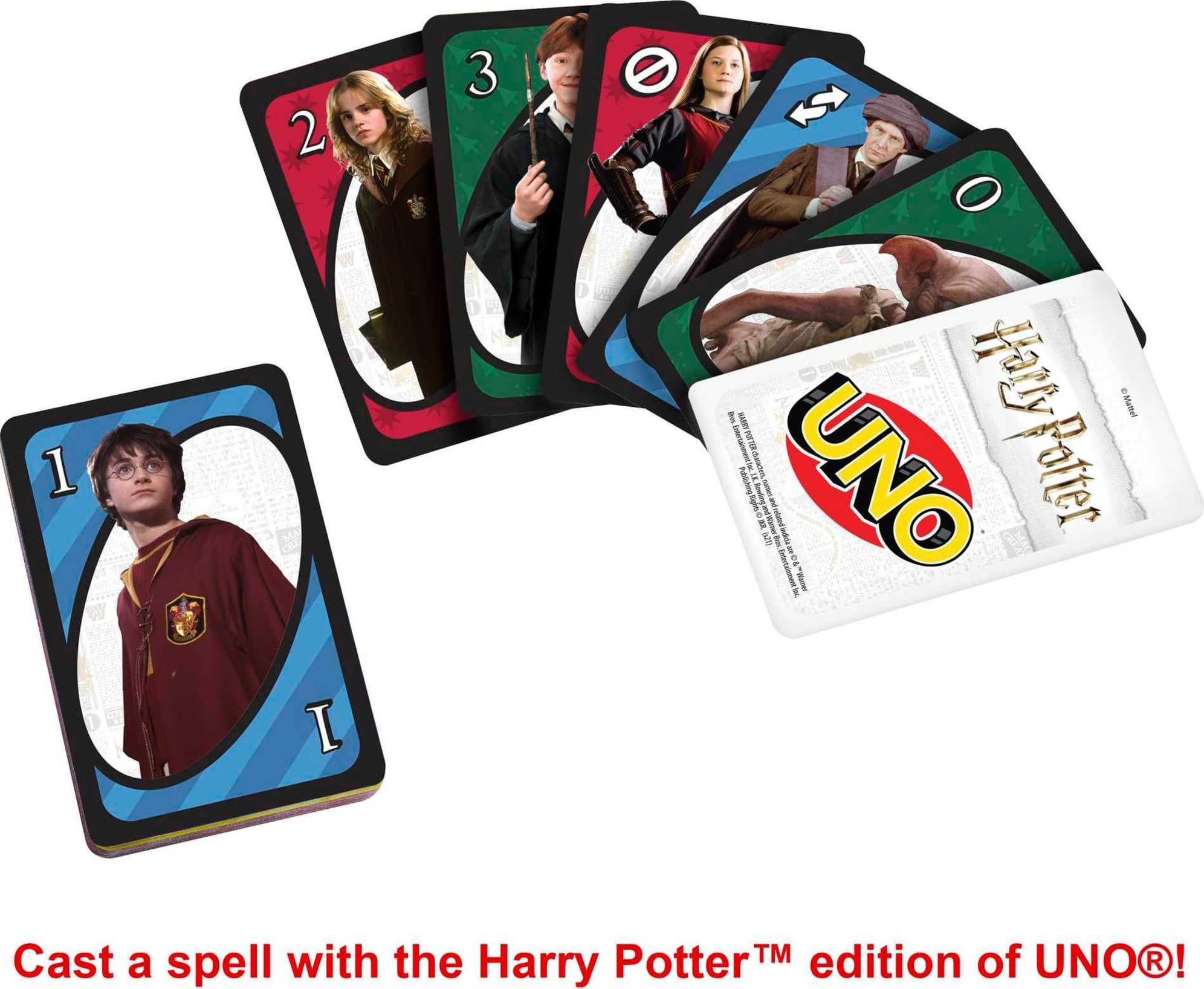Mattel Games UNO Harry Potter Card Game in Storage Tin for Kids, Adults & Game Night, Collectible Deck Based on Popular Series for 2 to 10 Players