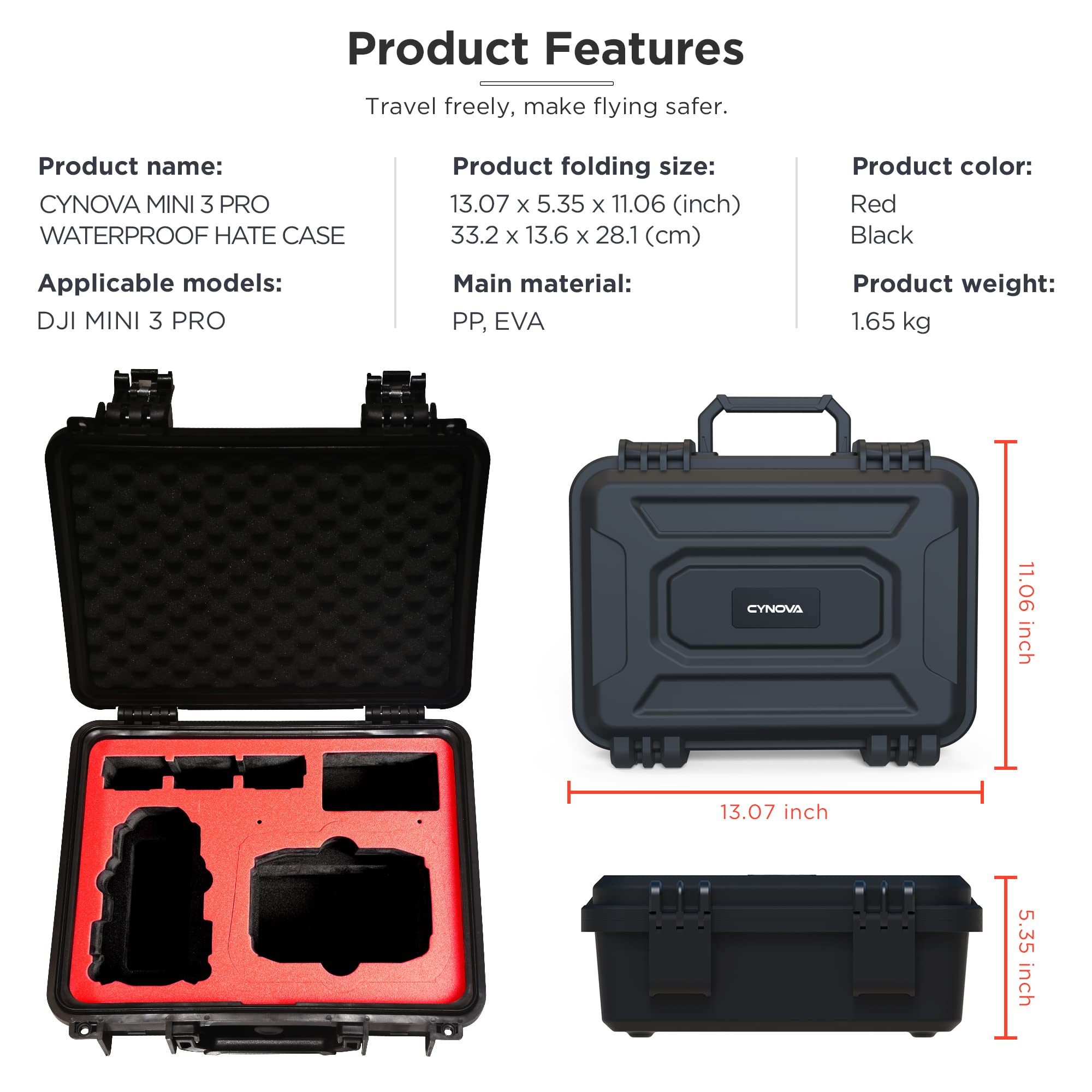 CYNOVA Hard Case for DJI Mini 3 Pro and DJI Mini 3 Pro Accessories Fly More Kit