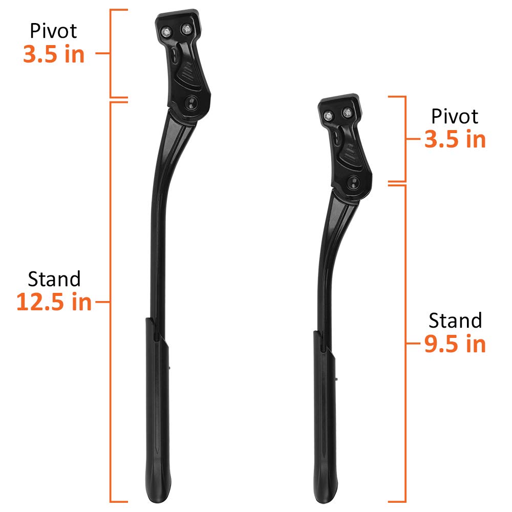 BV Bike Kickstand - Mountain Bike Kick Stand for 24-29" Bicycles - Adjustable Length, Non-Slip Sole, Aluminum Alloy Material - Black Bicycle Kickstand