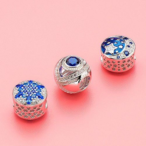 ATHENAIE 925 Sterling Silver Blue Clear CZ Evil Eye Bead Charms for European Bracelets