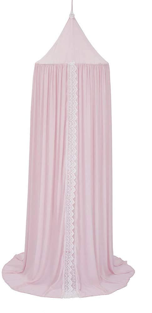 Bed Canopy Round Dome,Mosquito Net,Crib Canopy Bed Canopy for Kidâs Reading Room,Nursery Decorations,Bedroom Decoration (Pink)