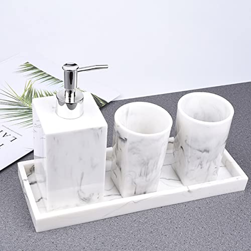 Cabilock 1 Set Bathroom Four Piece Set Dresser Tray White Ceramic Countertop Soap Dispenser Tray Soap Dispenser Organizer Sink Soap Dispenser Holder Soap Liquid Dispenser Nordic Toiletries