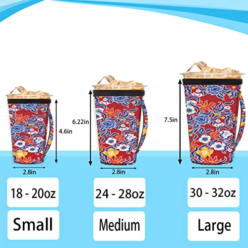 Iced Coffee Sleeve with Handle for Cold Drinks Allay Blossom Beverages Reusable Neoprene Coffee Insulator Sleeves Home Party Suppliess for 30-32oz Coffee Cups