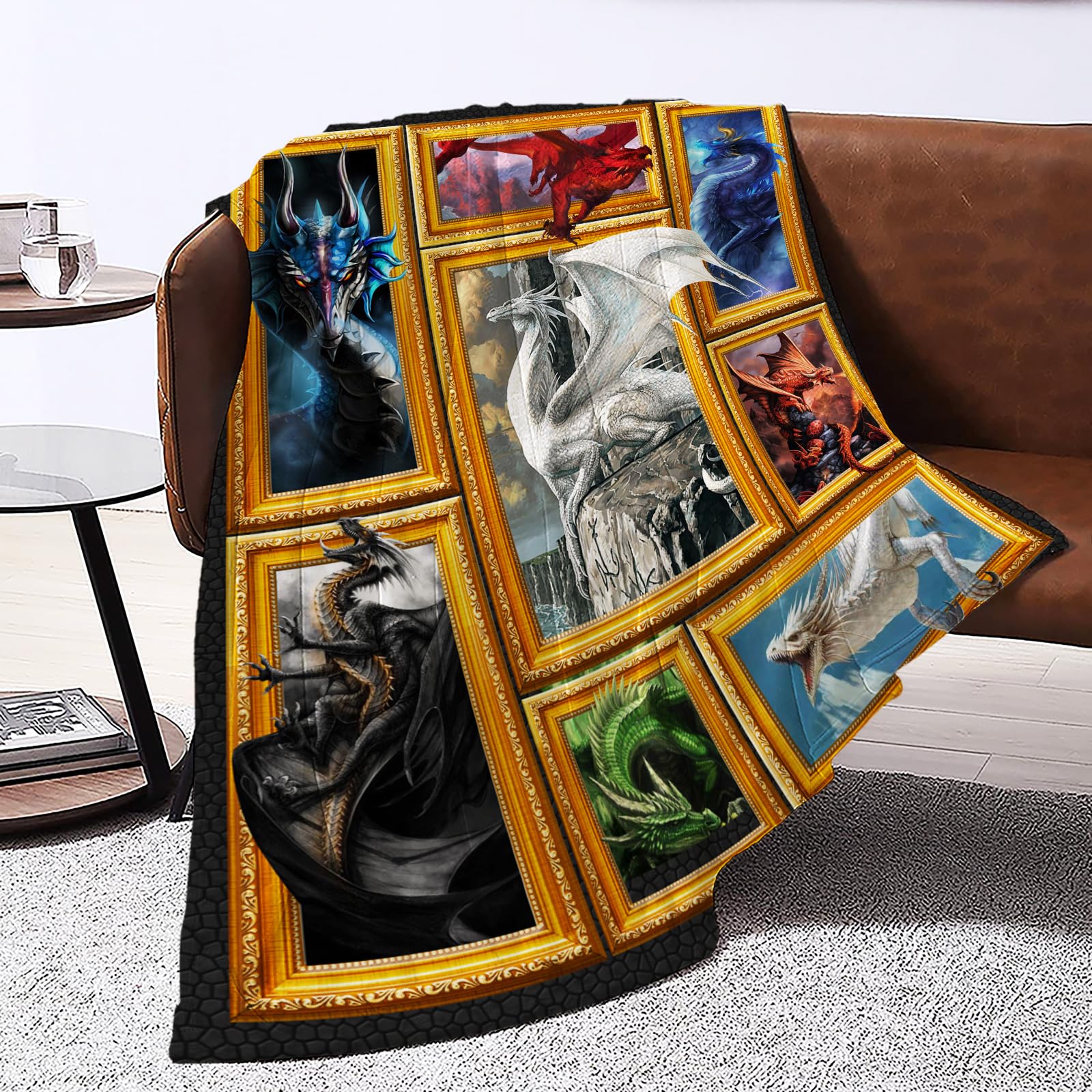 Dragon Blanket for Boys Men Dragon Throw Blanket for Kids Adults Ultra Soft Cozy Flannel Blanket for Couch Sofa Bed Blanket (50" x 60")