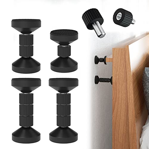 KARINA QURATZ 4pcs Bed Stoppers for Headboard Adjustable Threaded Bed Frame Anti-Shake Tool, Headboard Stoppers, Bedside Anti Shake Tool for Beds Cabinets Sofas(Black,46-120mm)
