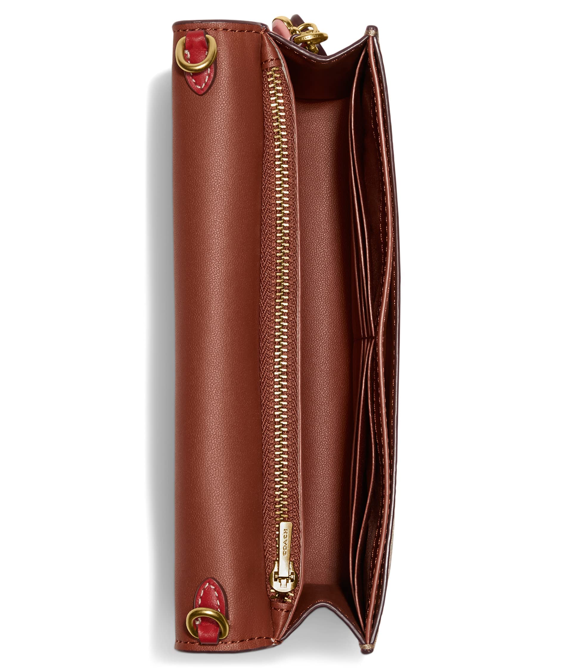 COACH Coated Canvas Signature with Heart Print Hayden Crossbody Tan Red Apple One Size