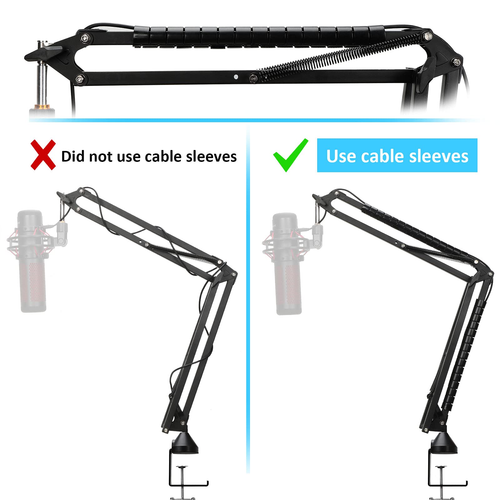 Quadcast Mic Boom Arm with Pop Filter - Advanced Microphone Arm Compatible with HyperX QuadCast Microphone, Professional Adjustable Scissor Microphone Stand by YOUSHARES
