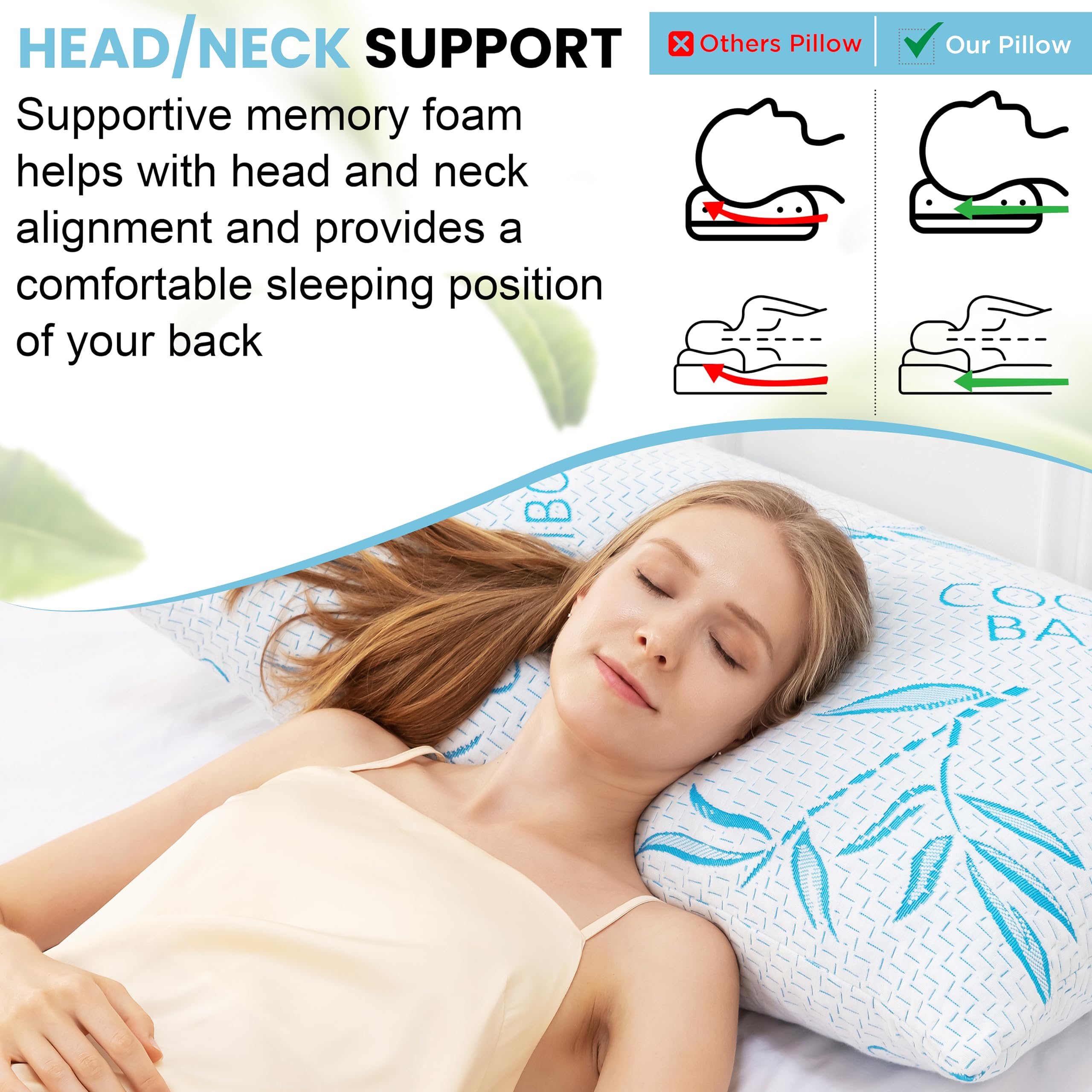 Body Pillow for Sleeping, Shredded Memory Foam Adjustable Bed Pillow with Hypoallergenic, Removable/Washable Zipper Cover