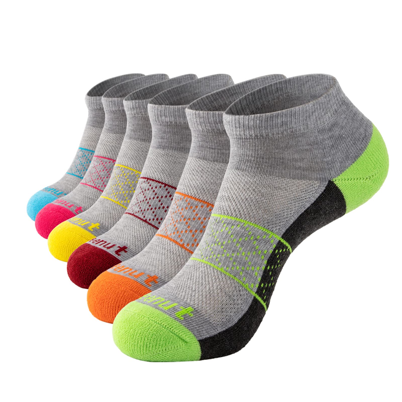 Beenut Womens Ankle Socks - 6 Pairs Running Athletic Cushioned Sole Socks, non-slip Sports Socks.