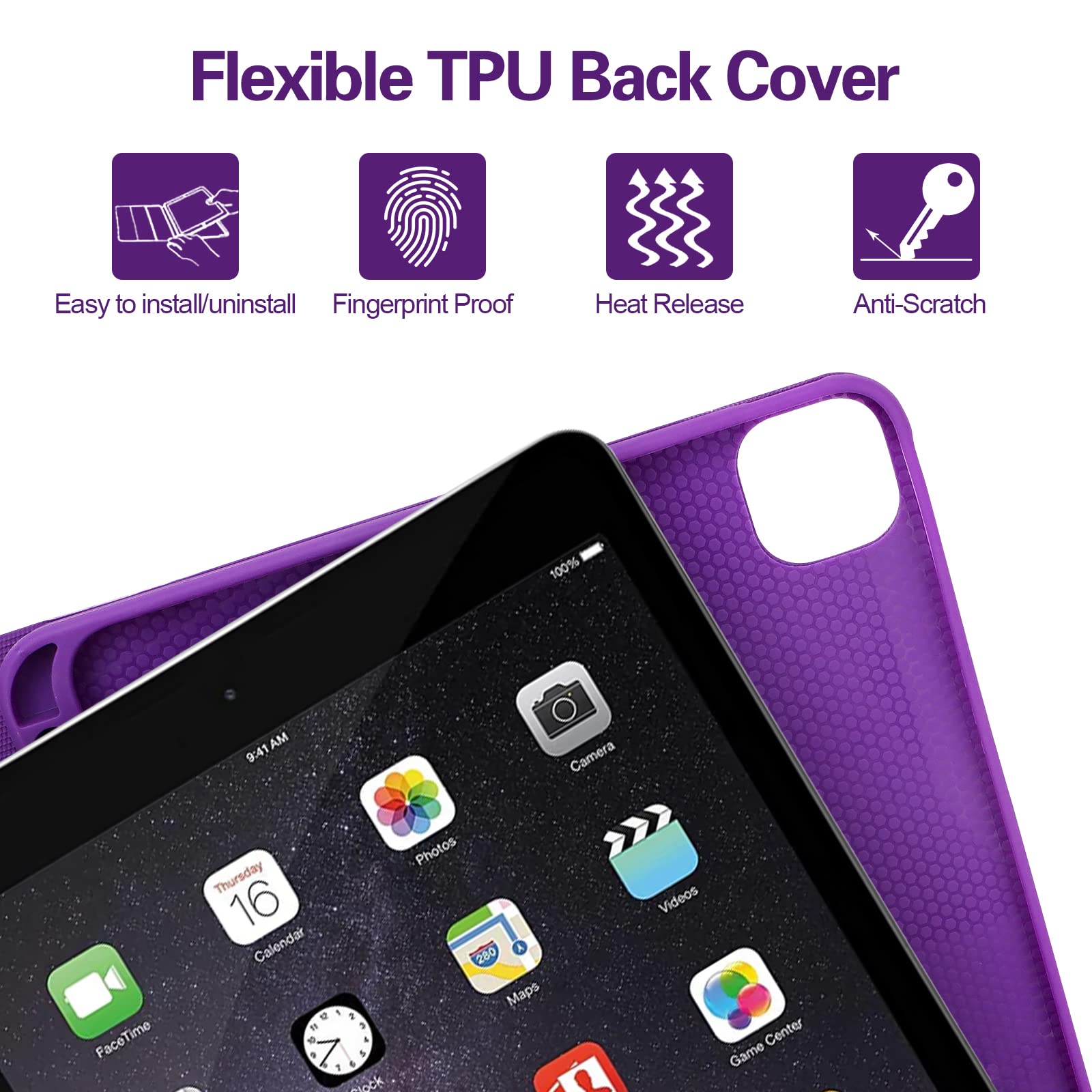 D DINGRICH iPad Air 5th Generation Case with Keyboard 10.9'' 2022, for iPad Pro 11 2022 4th Gen/2021/2020/2018 - Built-in Pencil Holder - iPad Case with Keyboard Air 4th - Purple