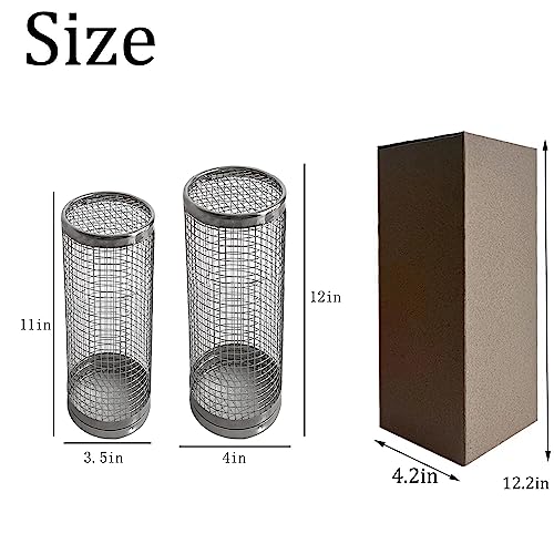 ZHMZHM Roller Grill Basket-Round Stainless Steel BBQ Grill Mesh,Outdoor Round BBQ Grill Grid for Chips Fish Shrimp,Versatile Round Grill Cooking Accessories (2PCS-B)