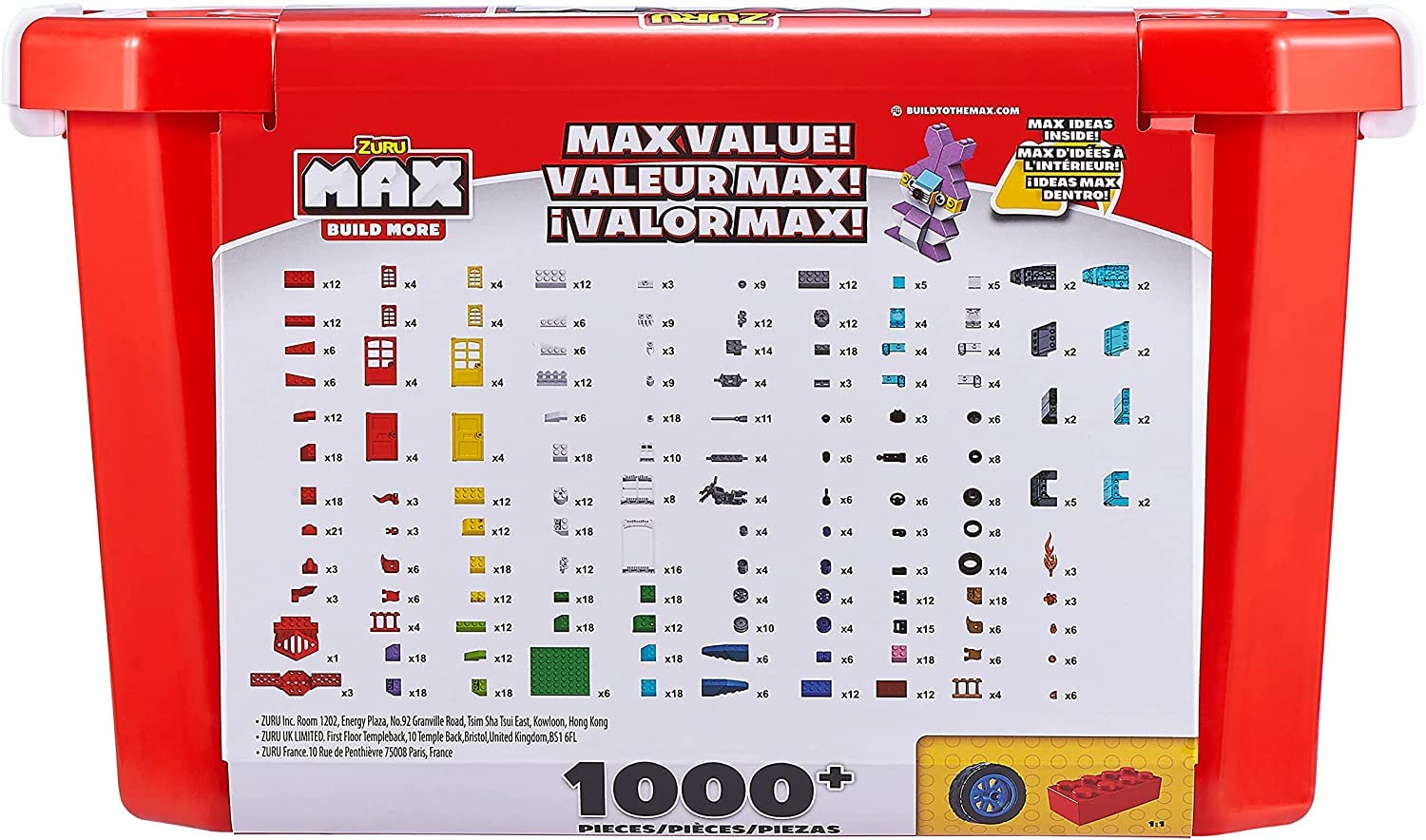 MAX Build More Building Bricks Value Set (1000 Pieces) by ZURU, Building Blocks Playset for Boys, Girls, Children - Compatible with Other Major Brands (1000 Piece)
